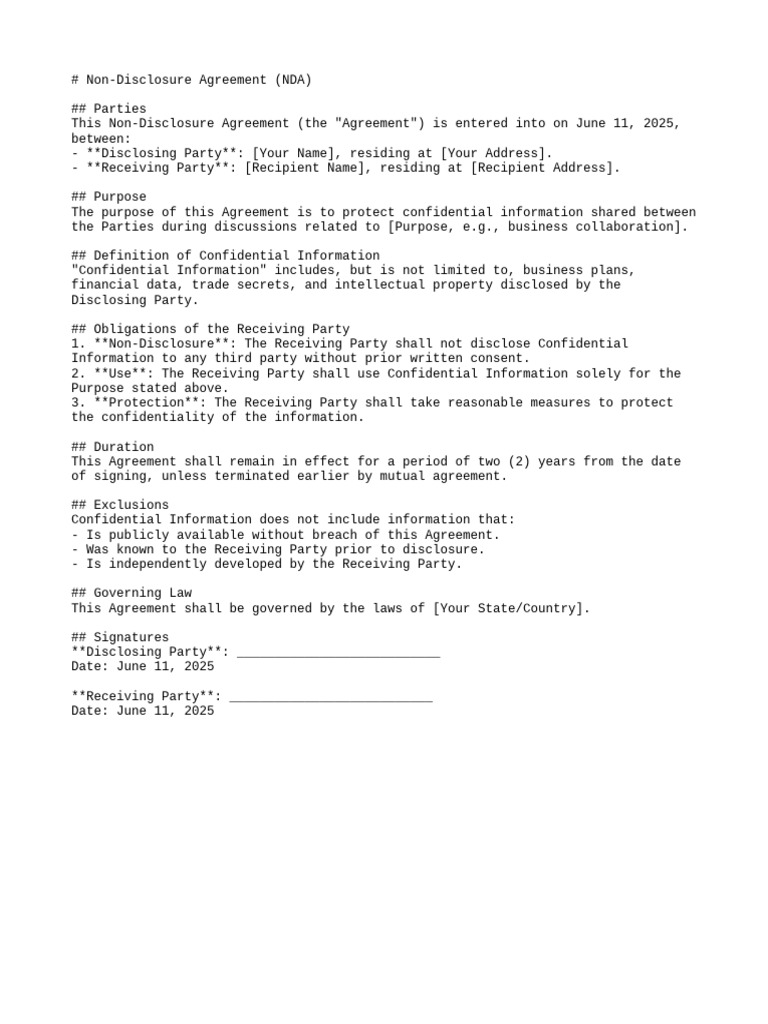 Sample Non-Disclosure Agreement PDF | PDF