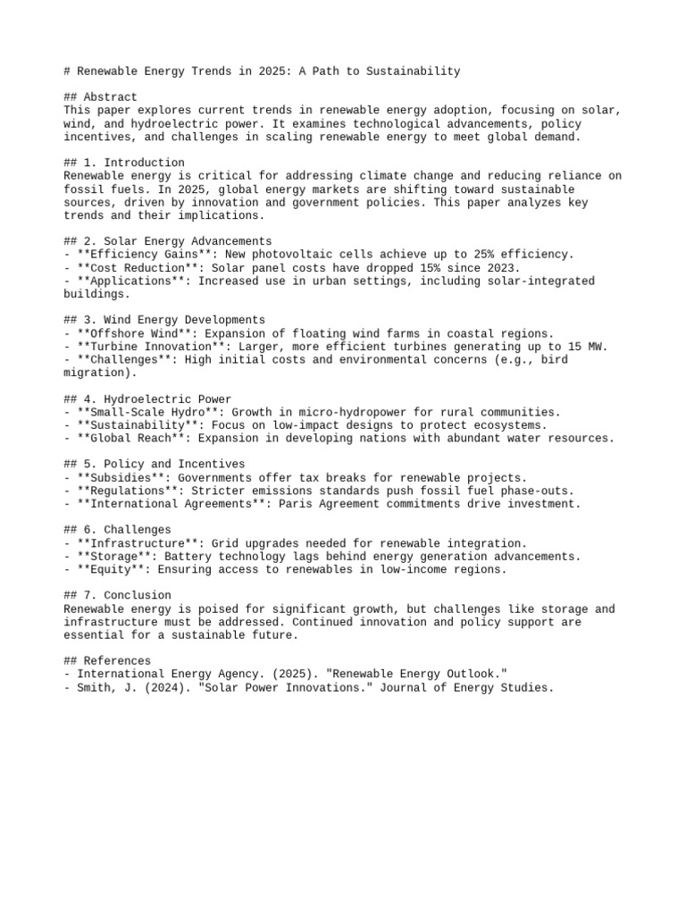 Research Paper On Renewable Energy Trends | PDF