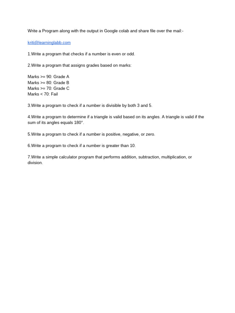 Conditional Statements Assignments | PDF