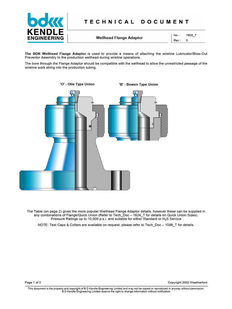 Wellhead Flange Adaptor Specifications | PDF