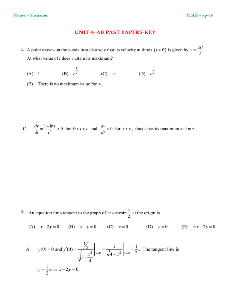 Dıff Apllication Past papers-KEY | PDF
