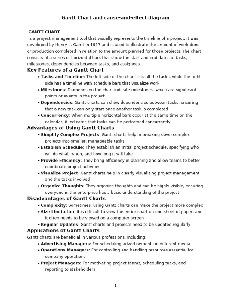 Gannt Chart and Cuase-And-Effect Diagram | PDF | Project Management