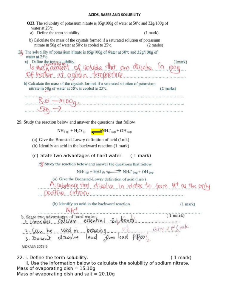 Acids Bases and Solubility | PDF | Solubility | Precipitation (Chemistry)