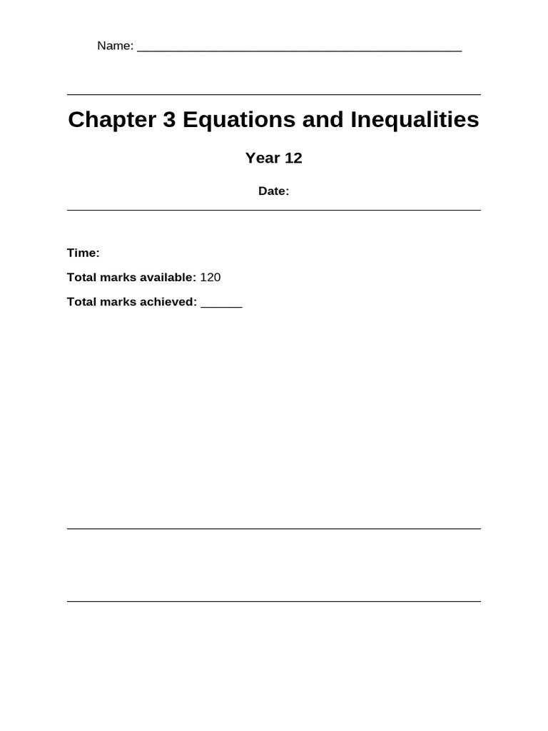 P1 Chapter 3 - Equations and Inequalities | PDF | Equations | Mathematics