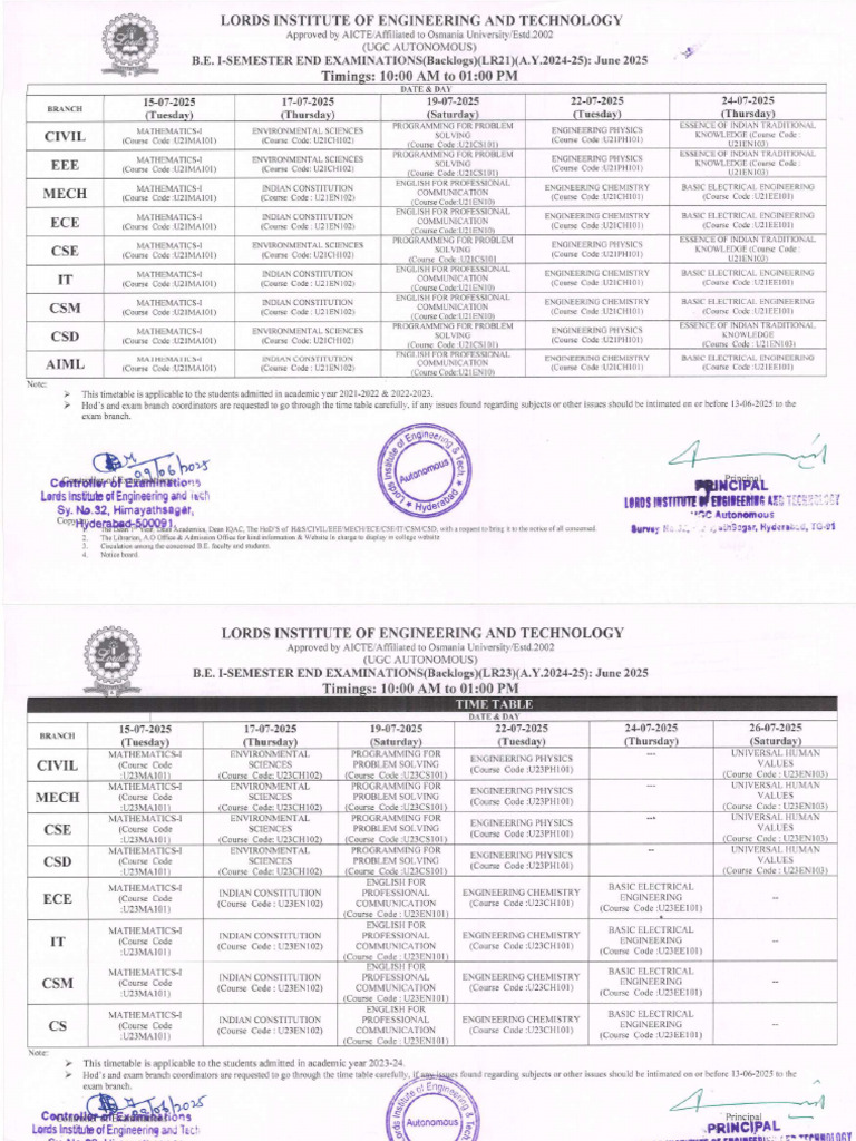 Time Table of B.E See (Main & Backlogs) June 2025 | PDF