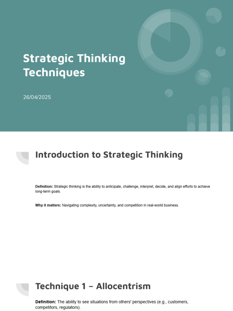 Strategic Thinking Techniques Explained | PDF | Feedback | Positive ...