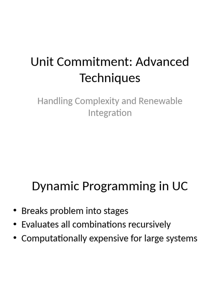 Unit Commitment Advanced Techniques | PDF