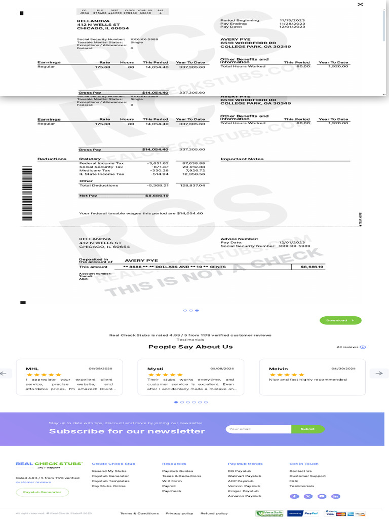 Pay Stub Generator and Templates | PDF | Paycheck | Social Security ...