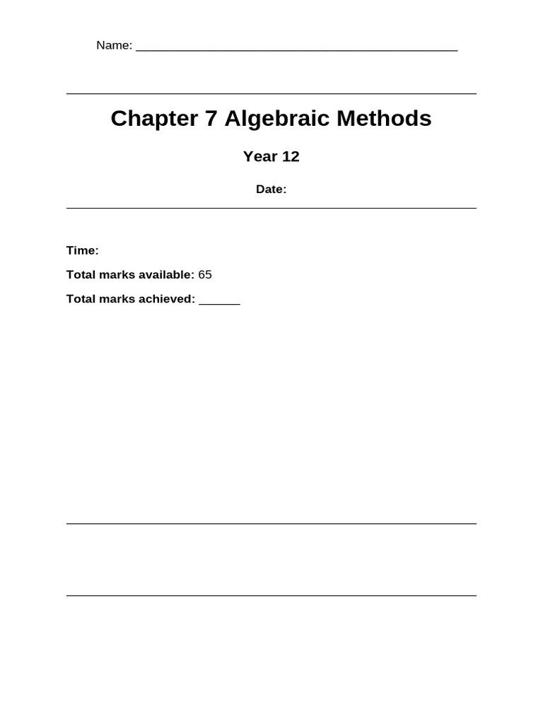 P1 Chapter 7 - Algebraic Methods | PDF | Equations | Curve