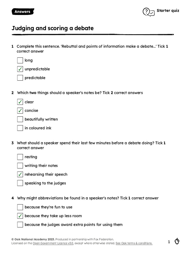 Starter Quiz Answers | PDF