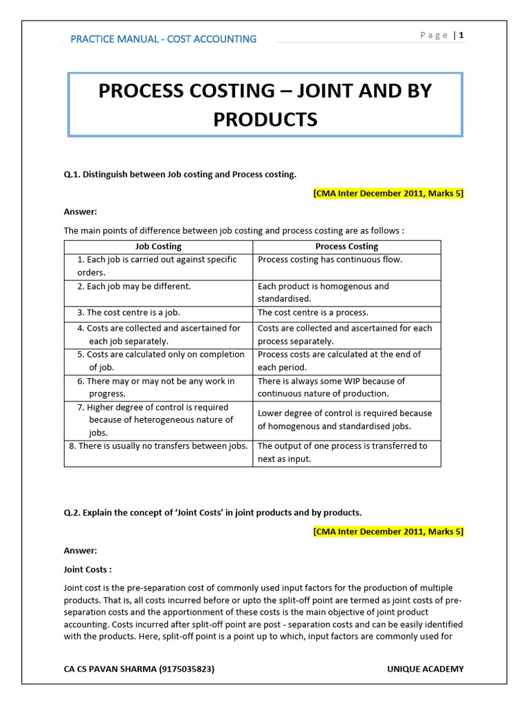 11 Process Costing - Joint and by Products | PDF | Debits And Credits ...