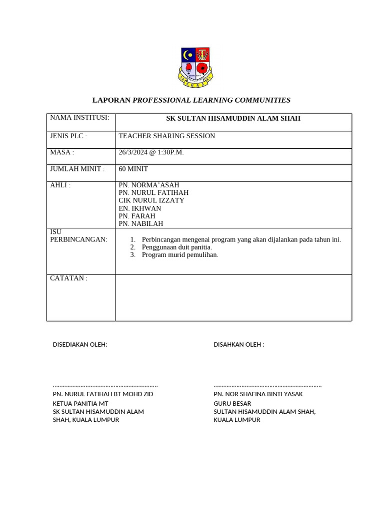 CONTOH LAPORAN PLC 2 | PDF