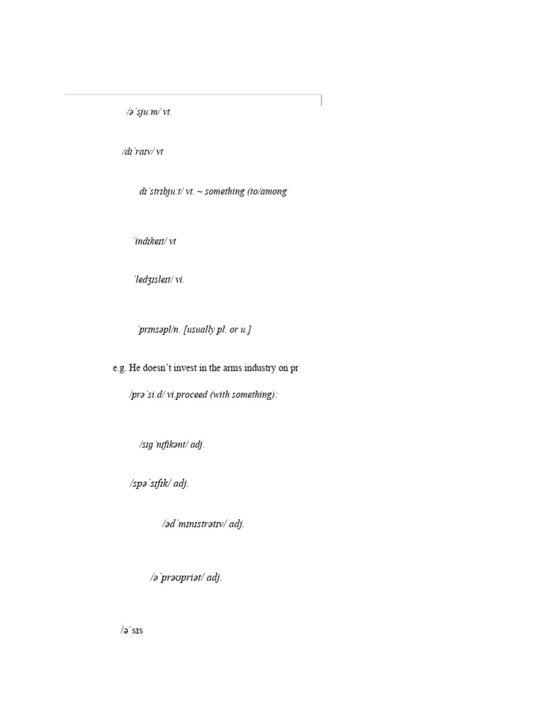 ELC4 Vocabulary List For Quiz 1 | PDF