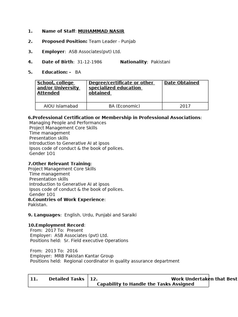 WB Resume Muhammad Nasir 20032025 | PDF