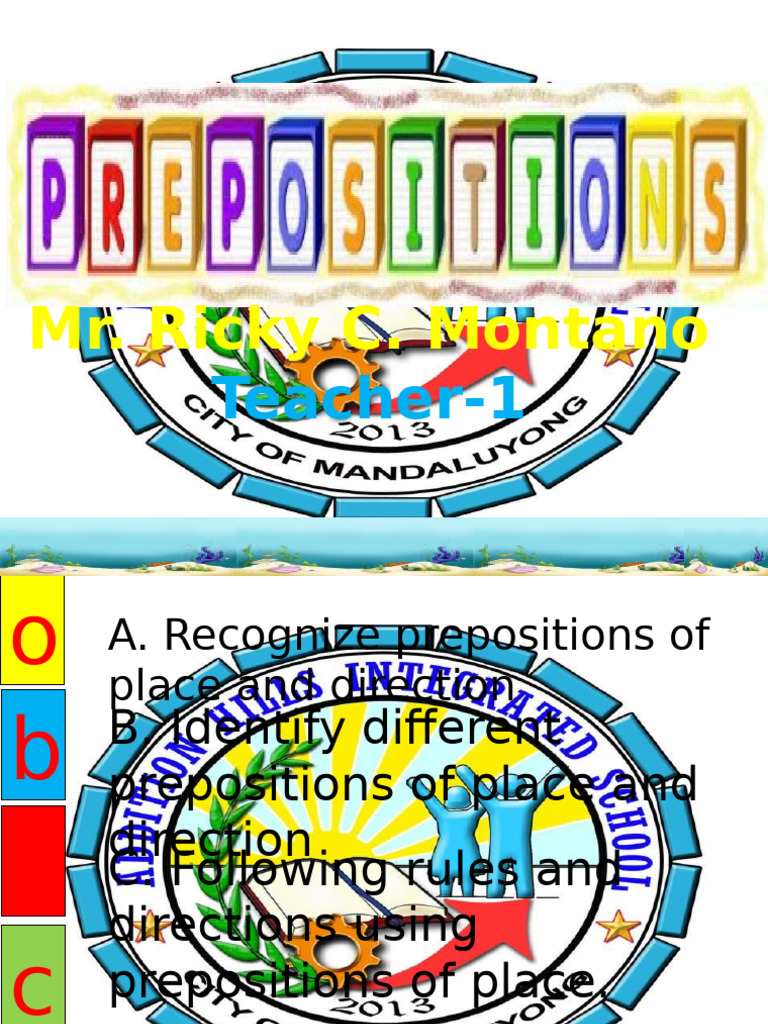 Prepositions of Place Teaching Guide | PDF