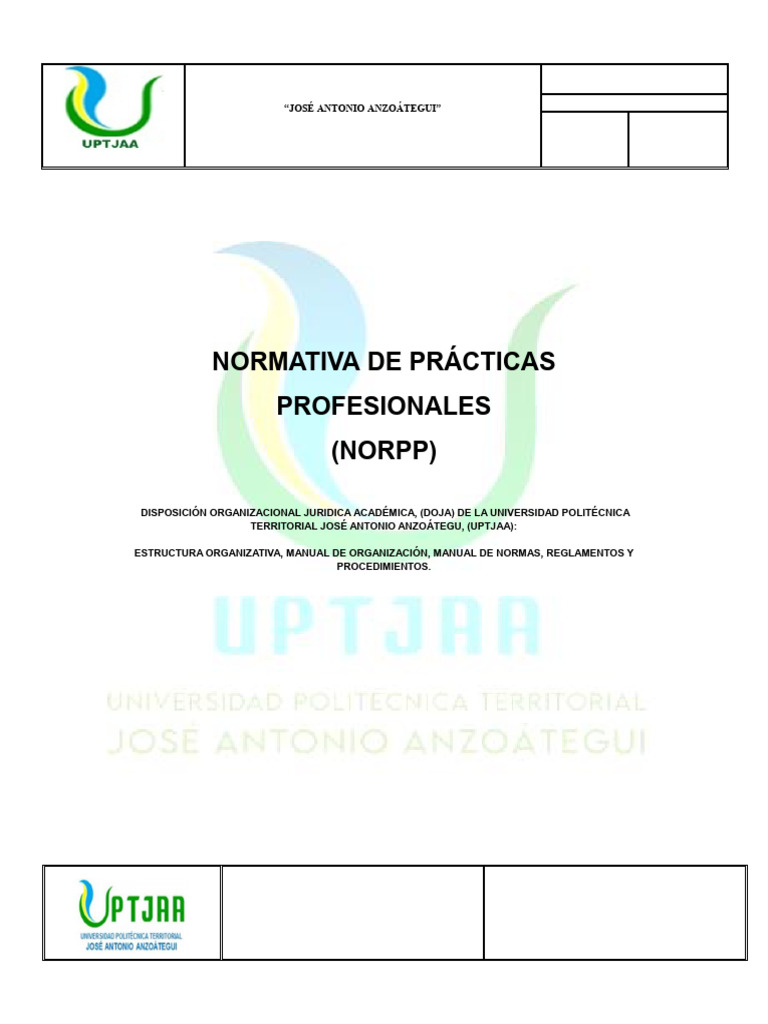 Normativa de Practicas Profesionales Uptjaa | PDF | Universidad | Planificación