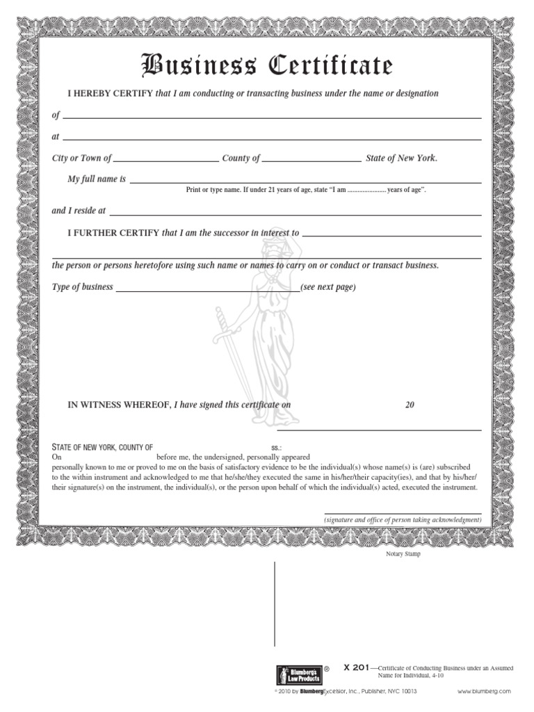 Blumberg Business Certificate Form | PDF