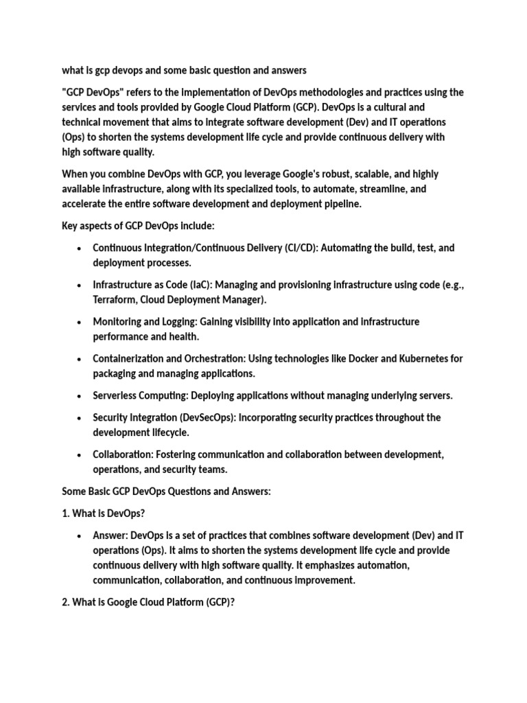 GCP DevOps Overview and Q&A Guide | PDF | Cloud Computing | Software ...