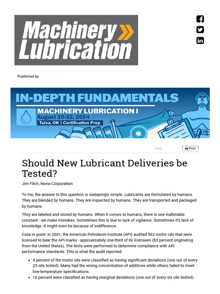 Testing New Lubricant Deliveries | PDF | Lubricant | Motor Oil