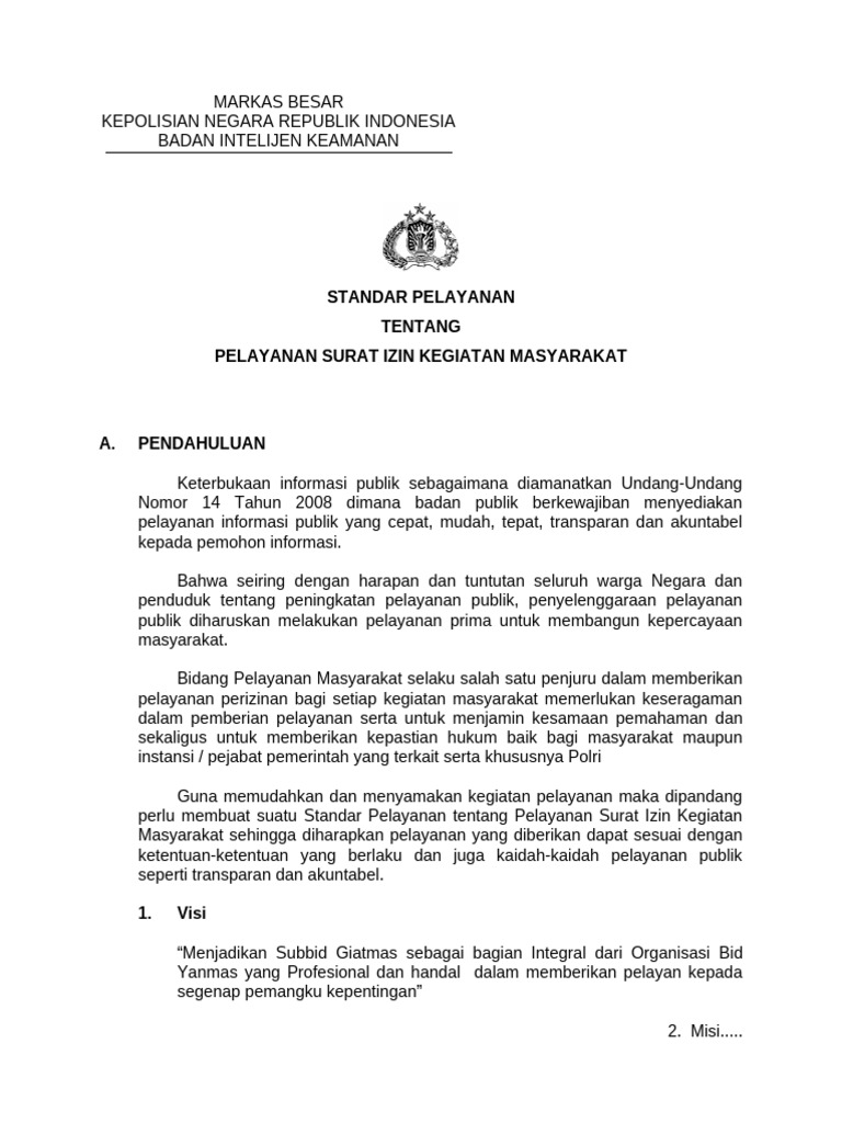 Standar Pelayanan Perizinan Sesuai RBP | PDF