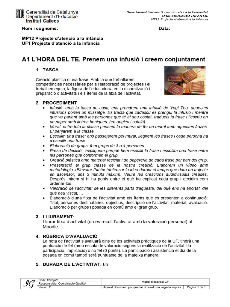 Activitat 2. Lhora Del Te | PDF