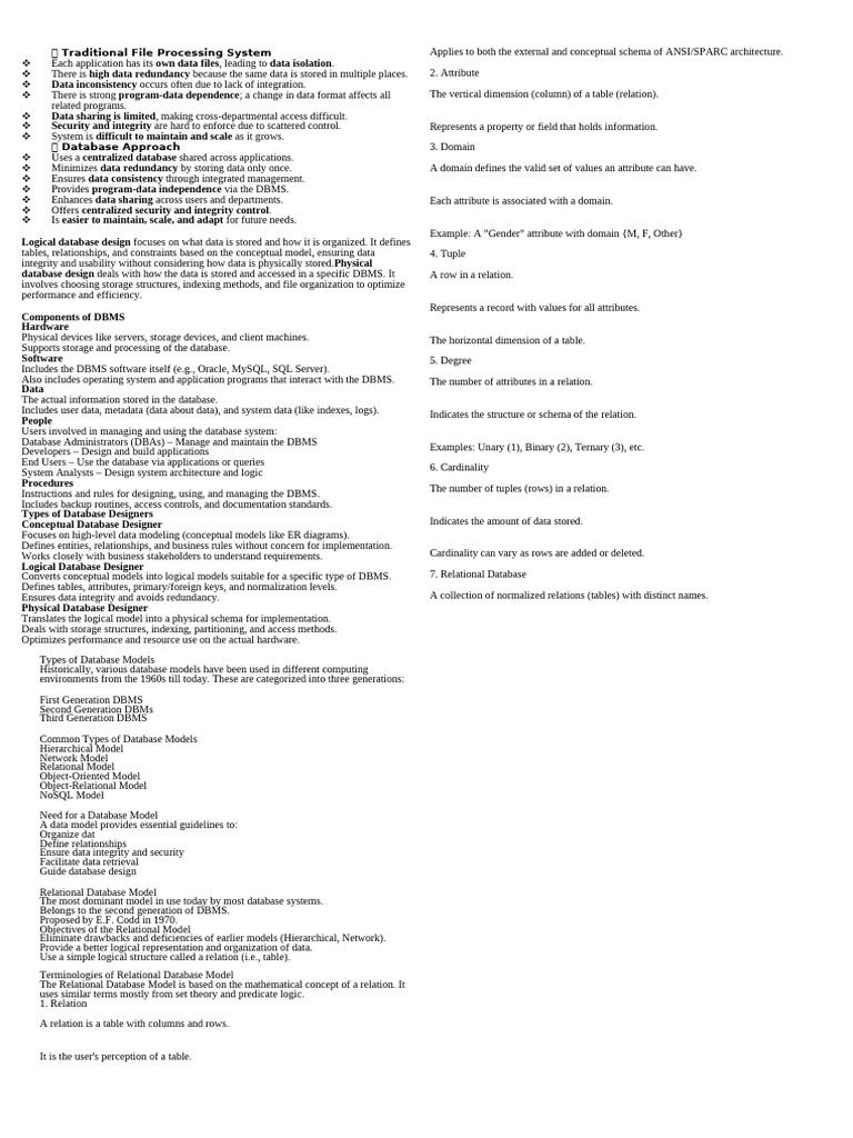 ? Traditional File Processing System | PDF | Databases | Relational ...