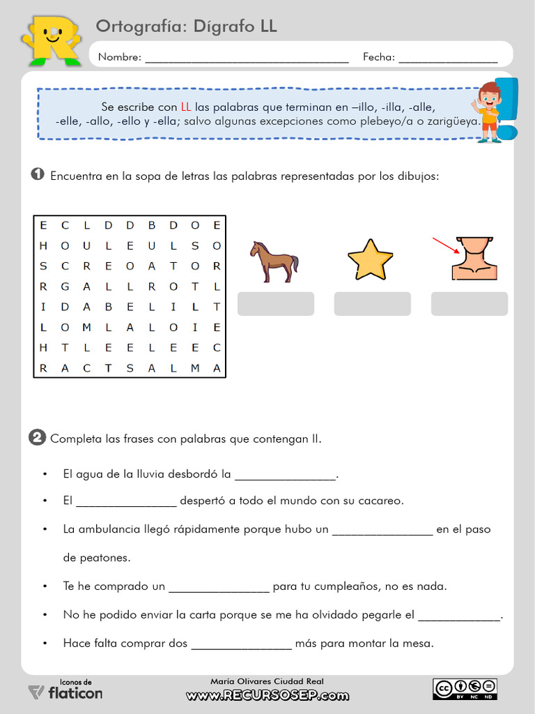 Actividades de Ortografía con LL | PDF