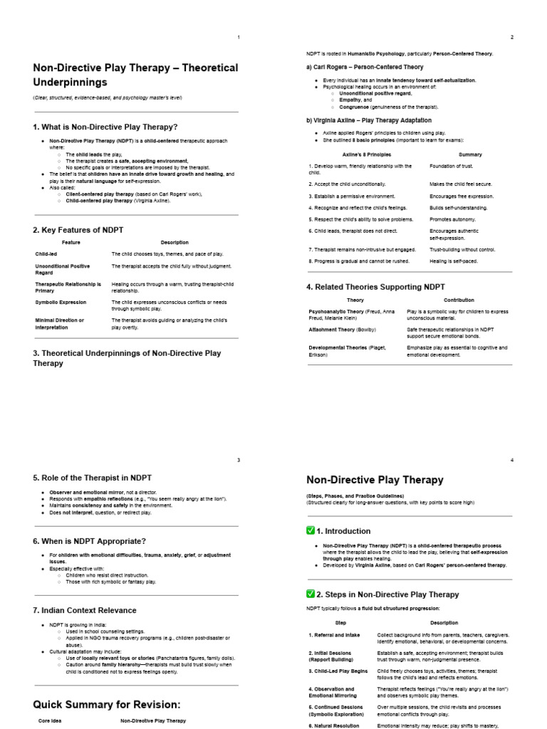 Non-Directive Play Therapy Overview | PDF | Play Therapy | Psychotherapy