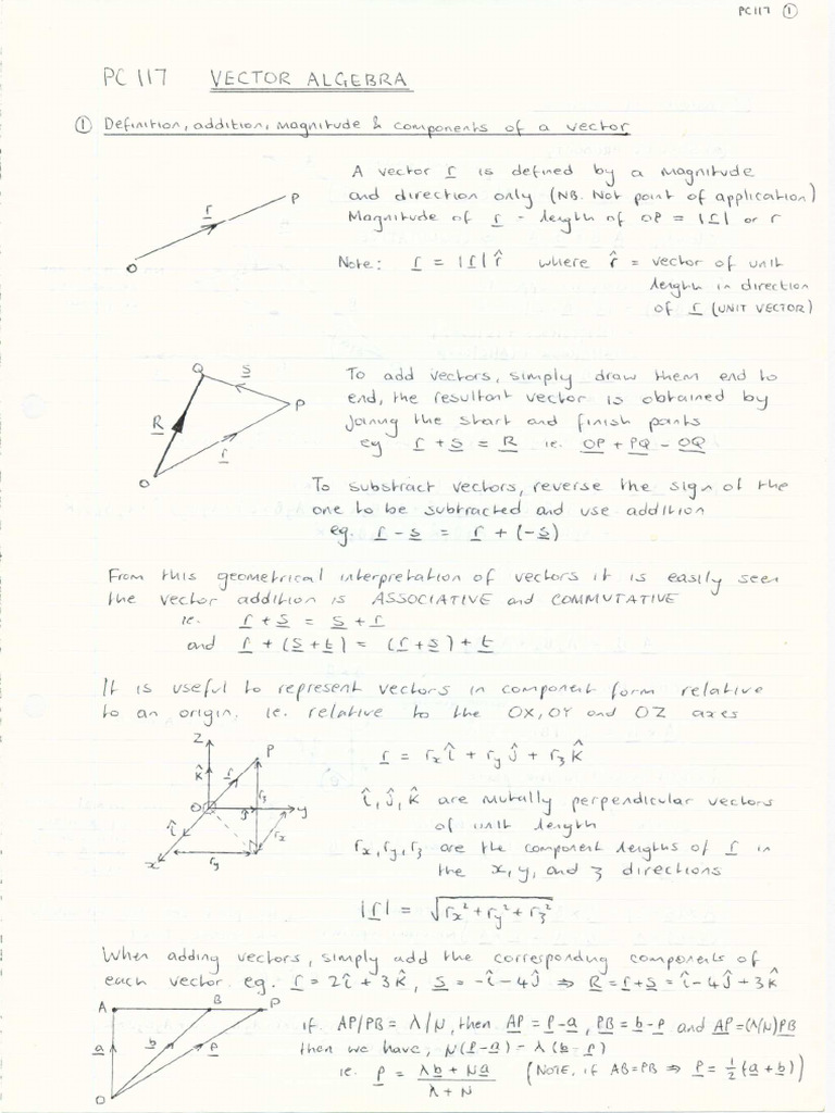 PC117 Vector Algebra | PDF