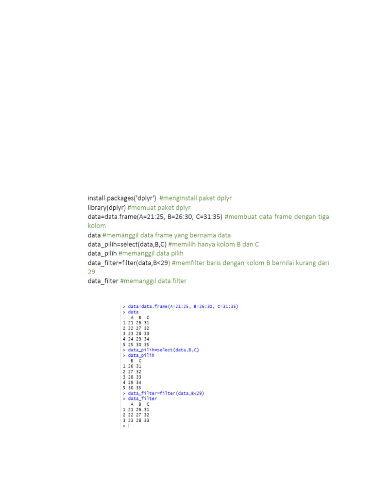 Fungsi filter() dalam dplyr dan contohnya | PDF