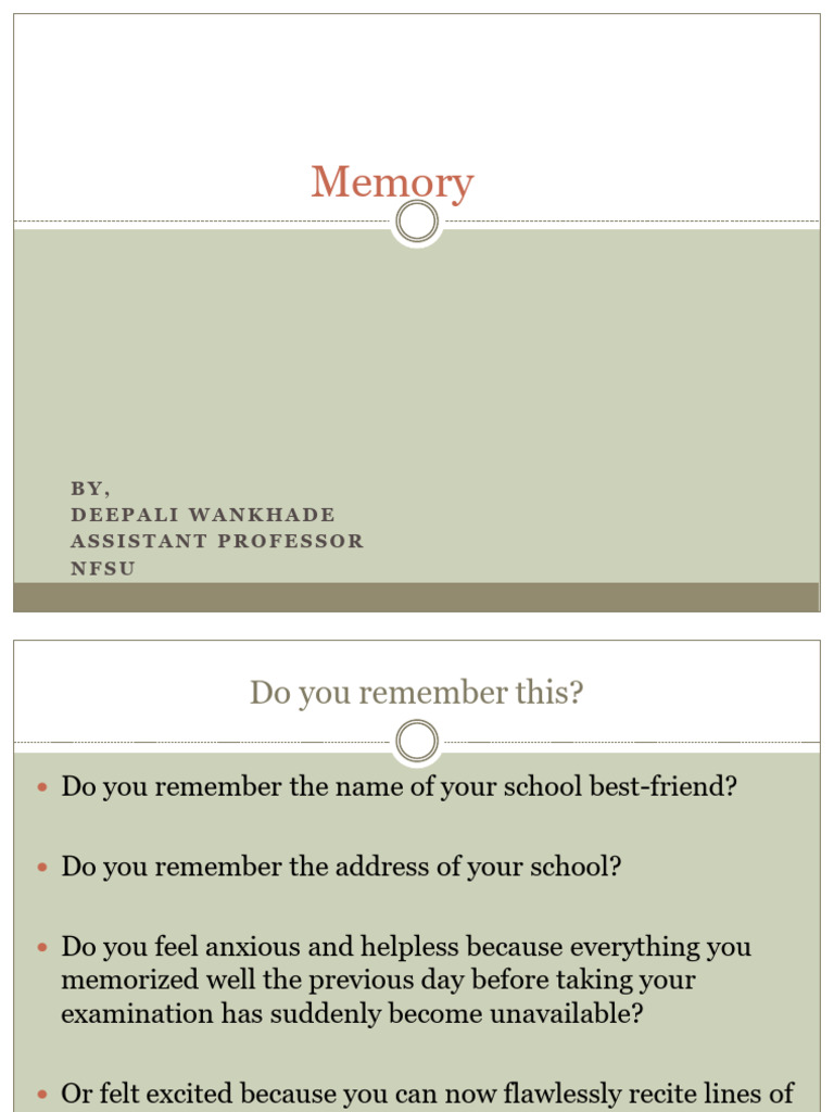 Memory and Forgetting | PDF | Memory | Amnesia