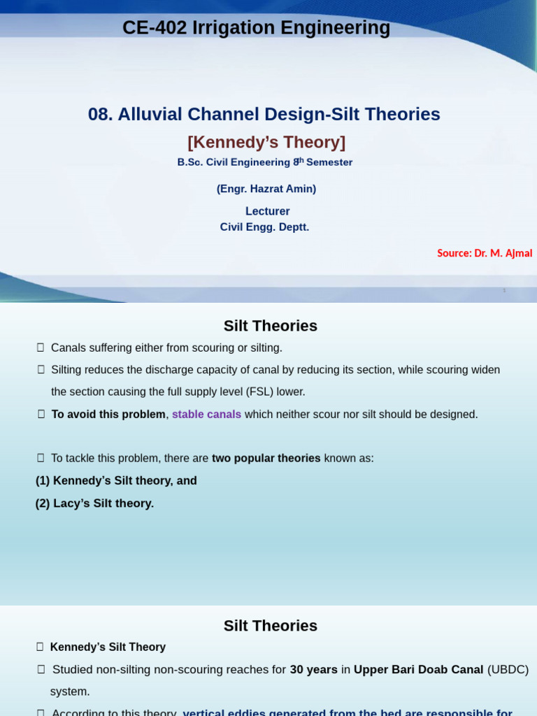 Alluvial Channel Design-Silt Theories | PDF | Continuum Mechanics ...