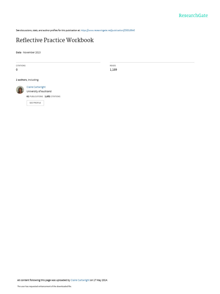 Reflective Practice Work Book | PDF | Psychotherapy | Thought