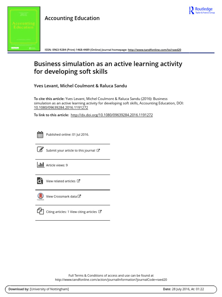 Business Simulation As An Active Learning Activity | PDF | Simulation | Learning