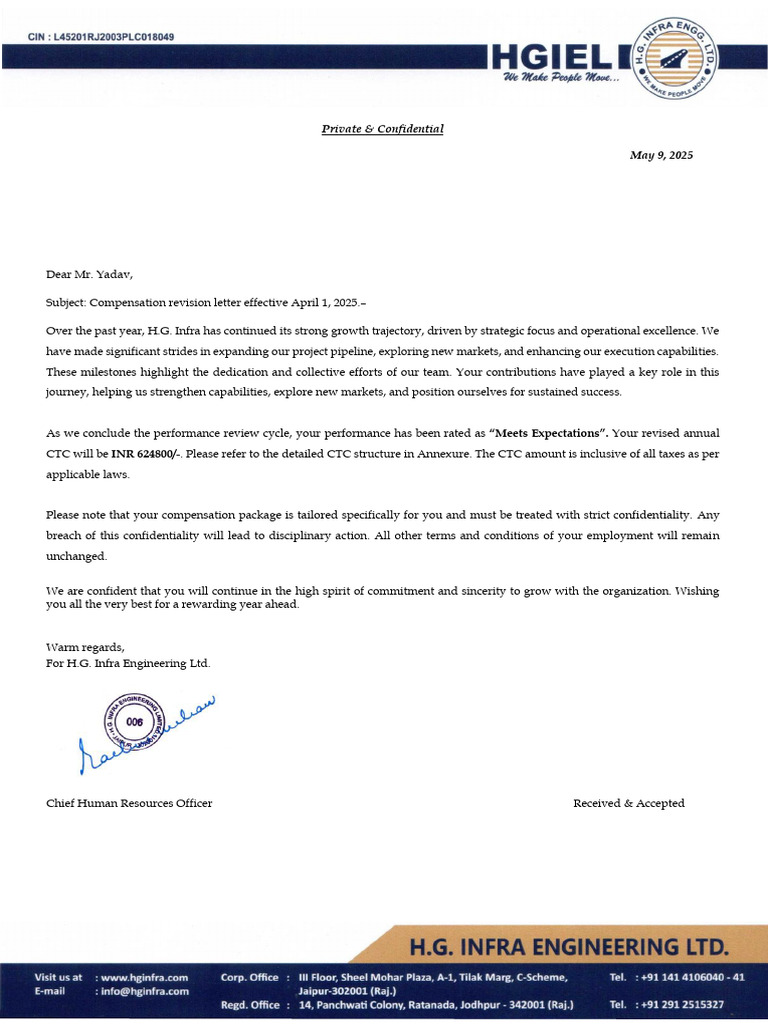Increment Letter 21838 | PDF