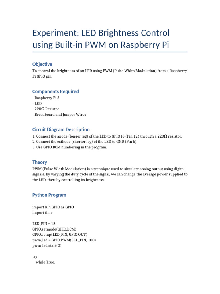 3 LED Brightness PWM Experiment | PDF