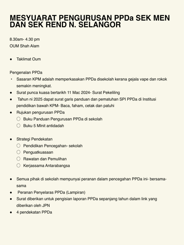 Catatan Bengkel Pengurusan Ppda 2025 | PDF