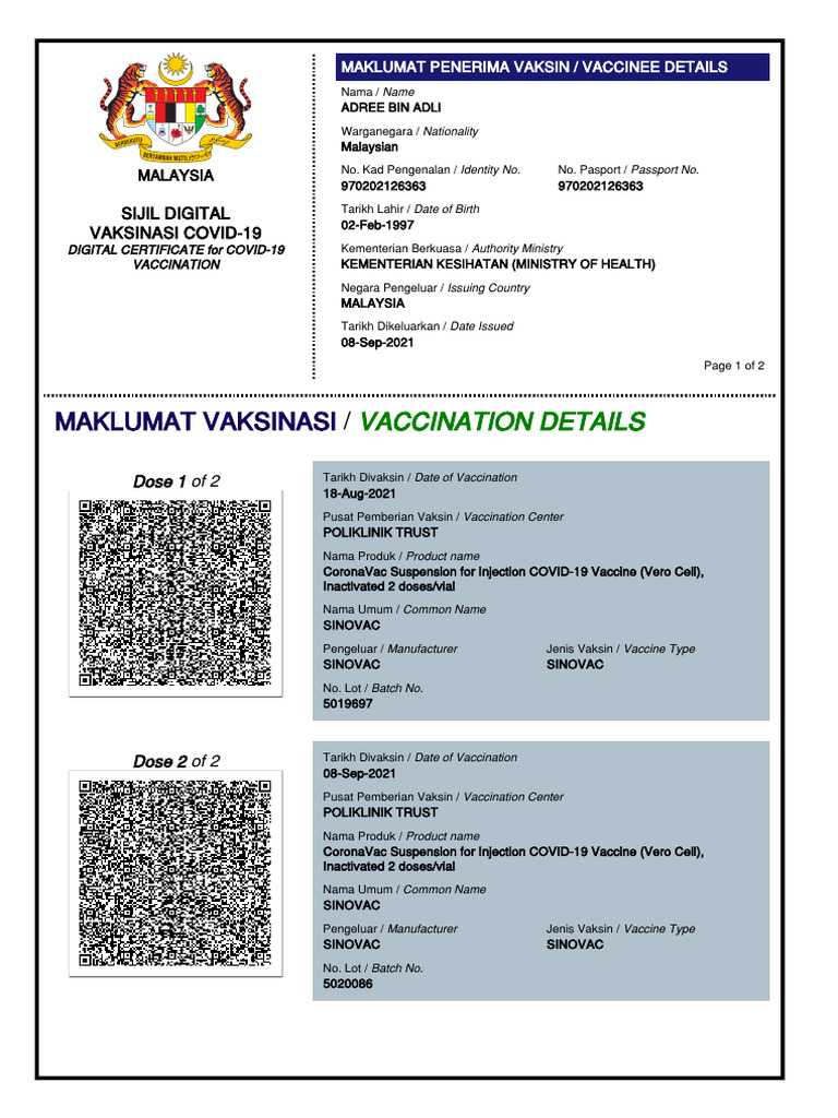 Vaccination Certificate - 208 | PDF | Health Sciences | Viral ...