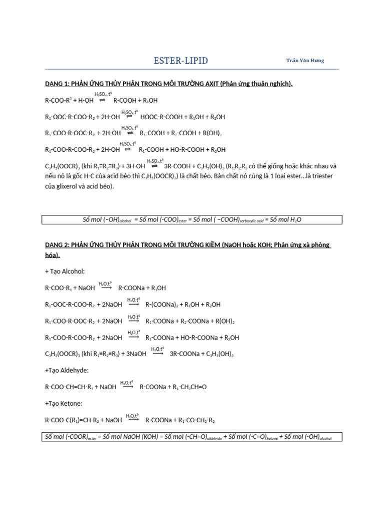 Giải Toán Ester Lipid | PDF