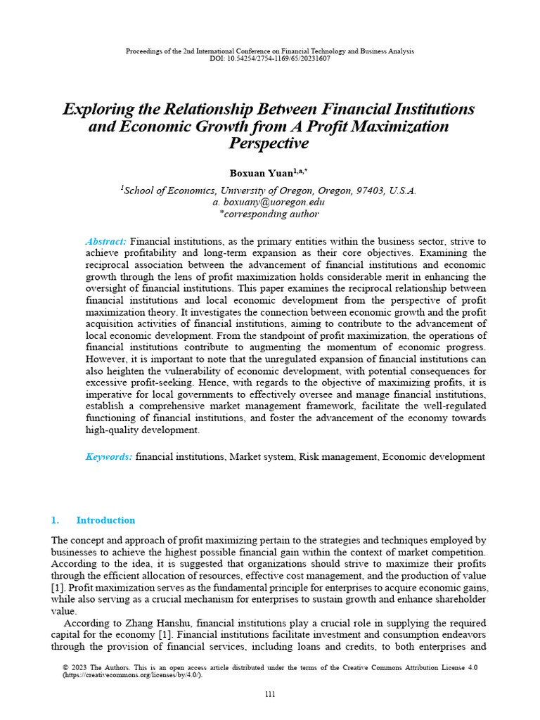 Exploring The Relationship Between Financial Insti | PDF | Profit ...