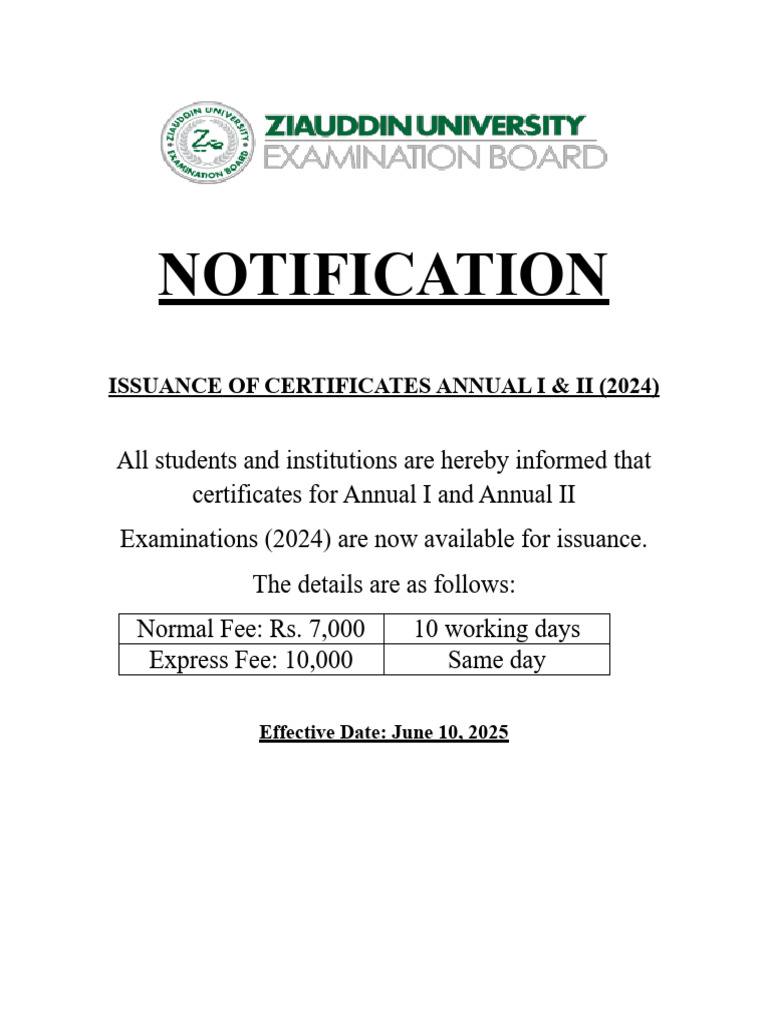 Issuance of Certificates Annual I & II (2024) | PDF