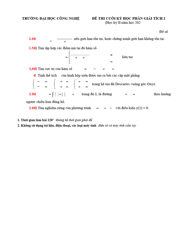 De Thi GT2 Cuoi Ky (2024-2025) | PDF
