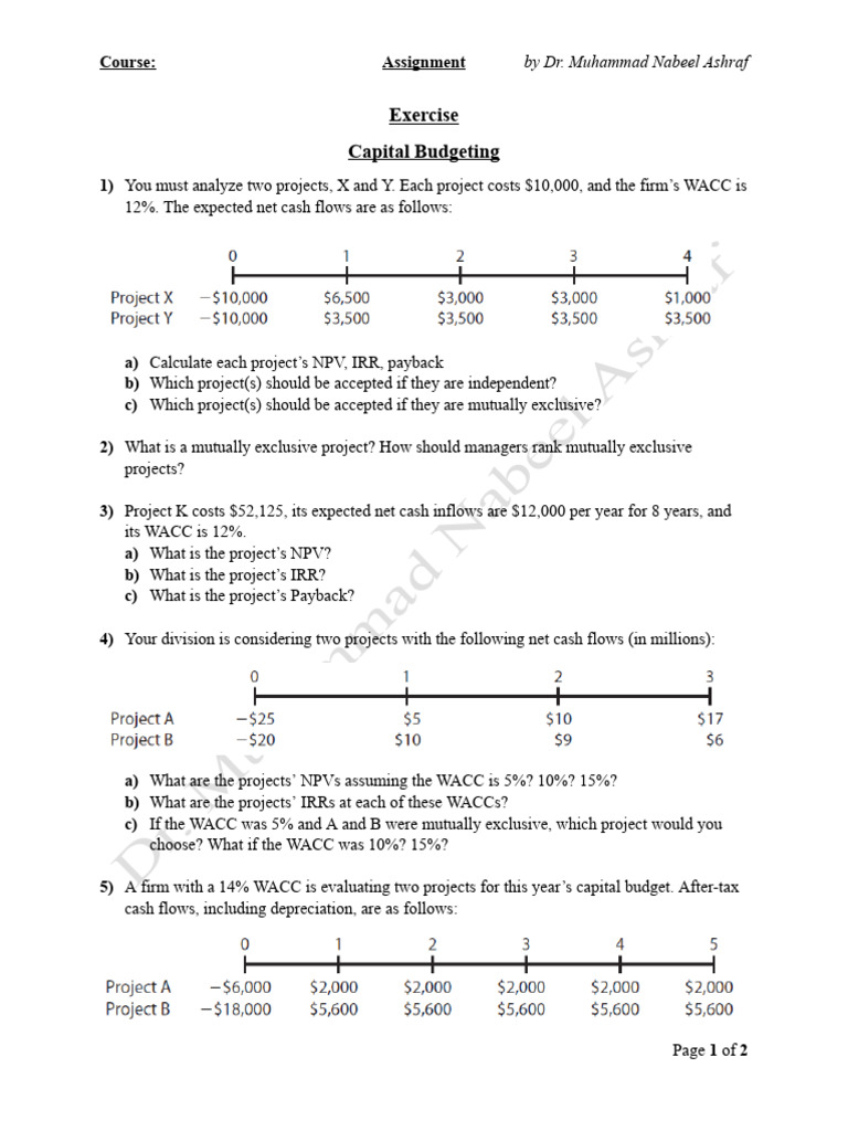 Capital Budgeting Analysis Assignment | PDF | Capital Budgeting ...