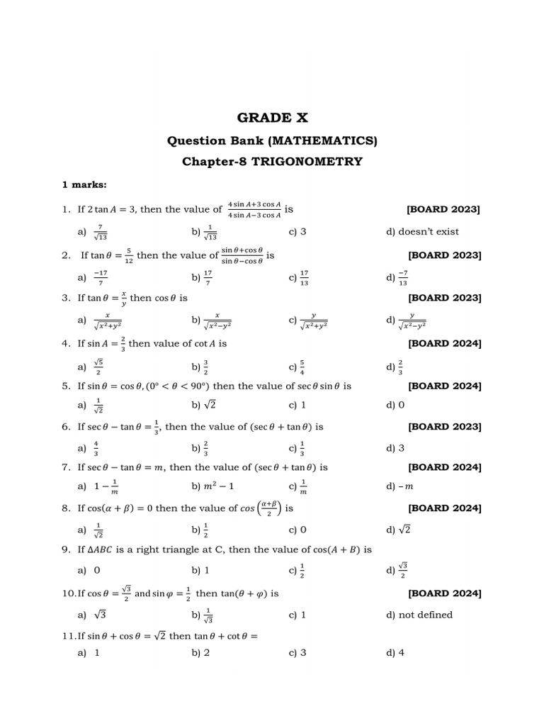Chapters - 8 Trigonometry | PDF