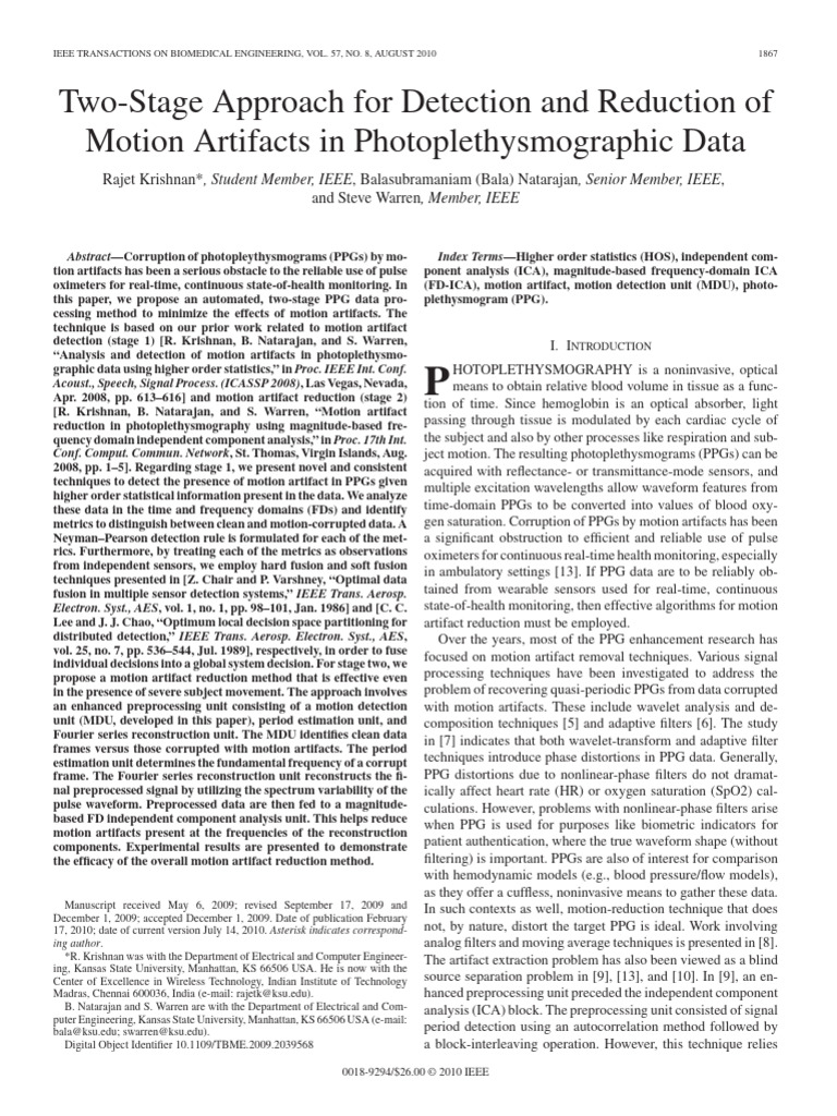157 - Two-Stage Approach For Detection and Reduction of Motion Artifacts in ...