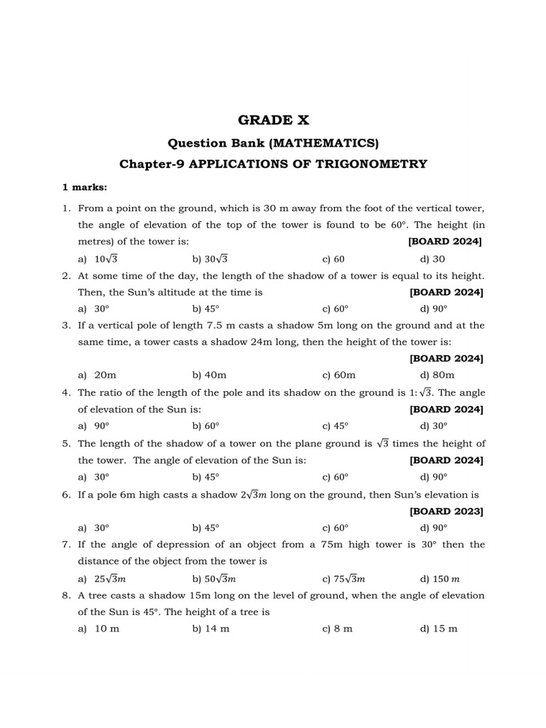 Chapter - 9 Application of Trigonometry | PDF