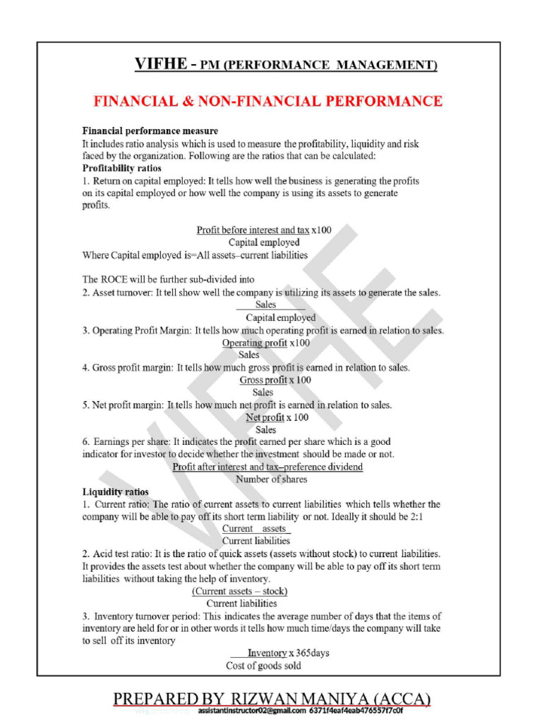Financial & Non Financial Performance - E Notes Updated | PDF