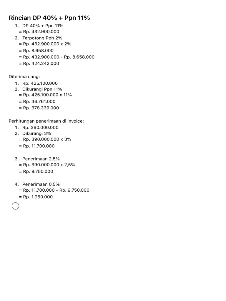 Rincian DP 40% + PPN 11% | PDF