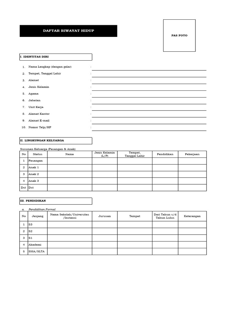 Daftar-Riwayat-Hidup Calon Komdir PT-BGD | PDF