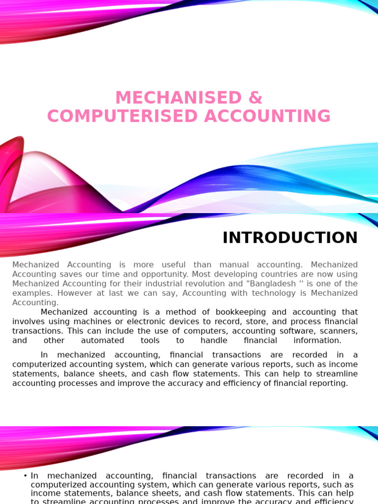 Mechanized & Computerised Accounting in Business | PDF | Automation ...